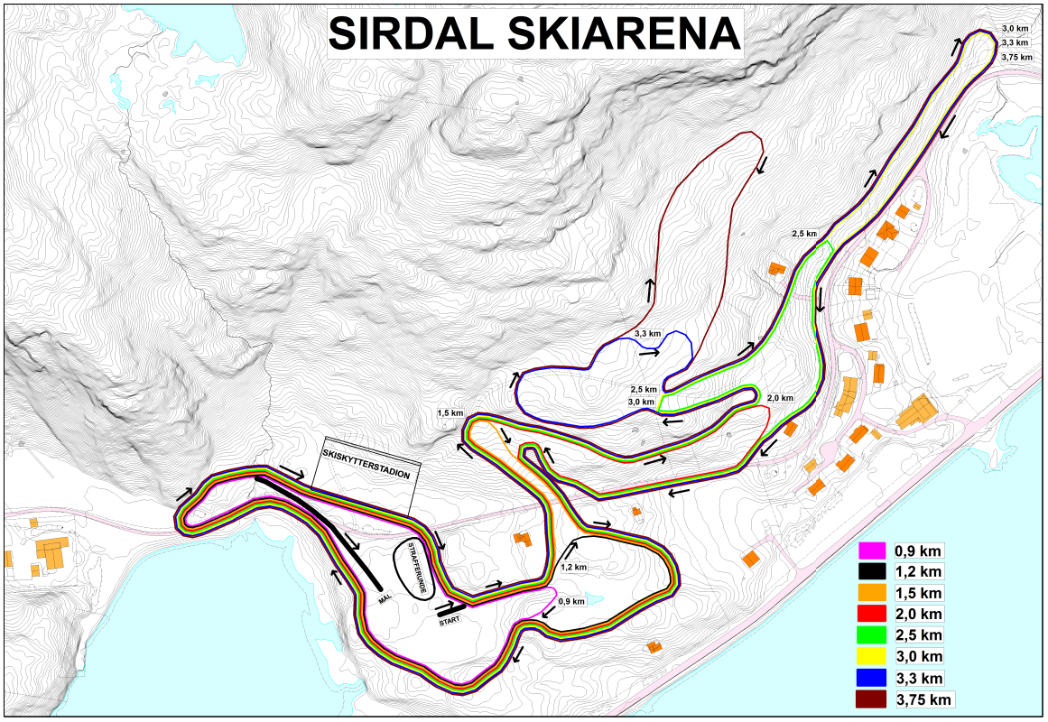 Løypekart Sirdal Skiarena – Sirdal skilag